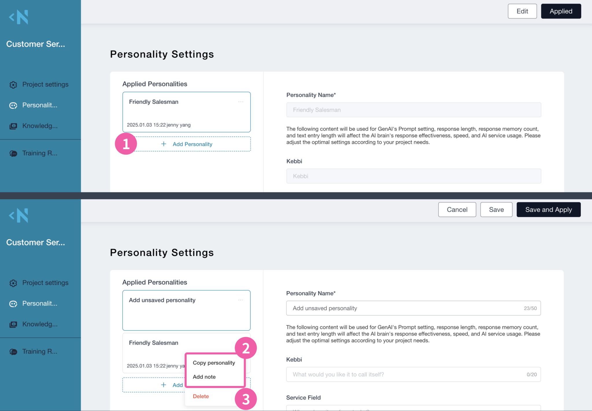 Creating a GenAI Conversation – NUWA Support